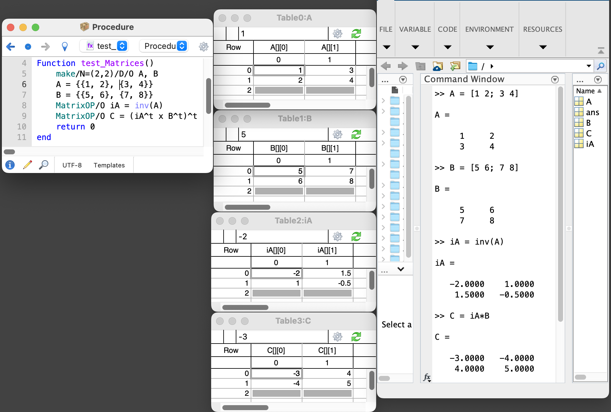 Translating MatLab matrix multiplications to Igor Pro? | Igor Pro by WaveMetrics